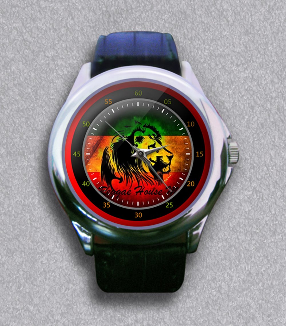New House Music Mix Reggae Leather Wrist Watch