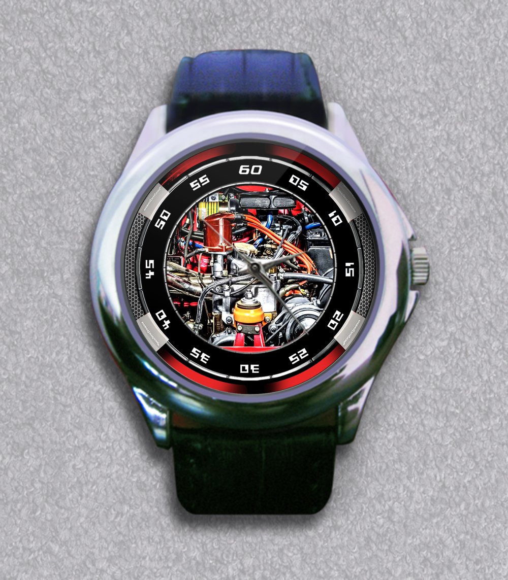 New Fiat-Abarth 750 GT 'Double Bubble Engine Leather Wrist Watch