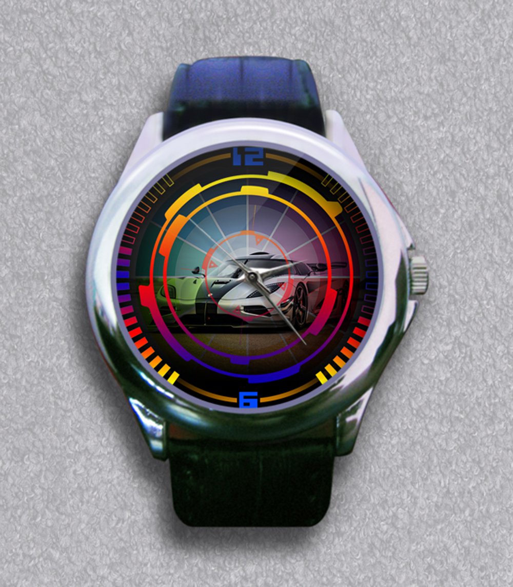 New Koenigsegg Agera Car Sport Wheel Leather Wrist Watch