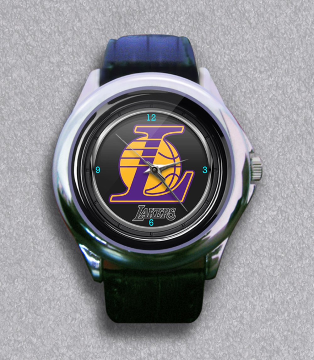 New La Lakers Logo Wheel Leather Wrist Watch
