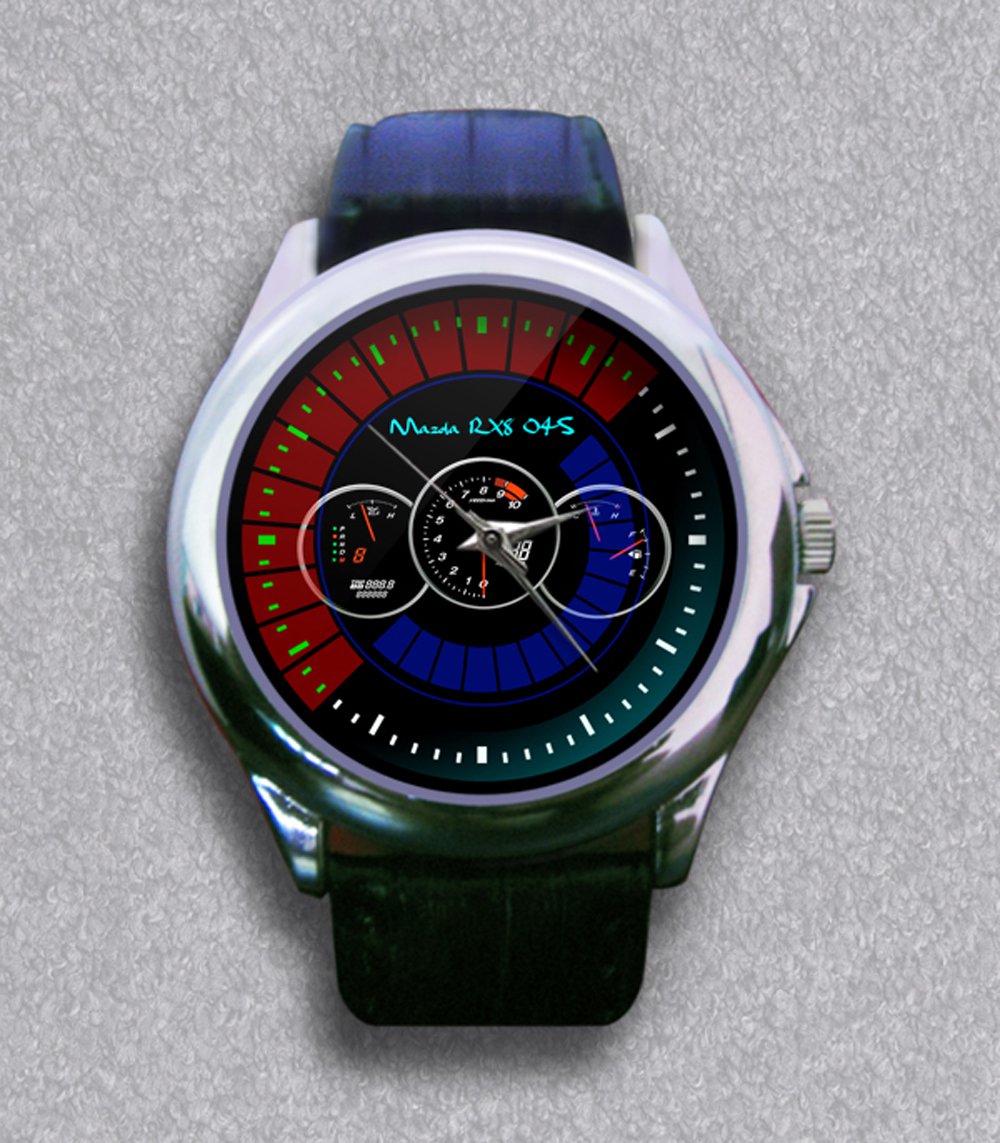 New Mazda RX 8 Rotary Engine Speedometer Sport Leather Wrist Watch