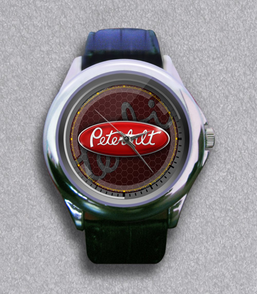 New Peterbilt Truck Logo Leather Wrist Watch