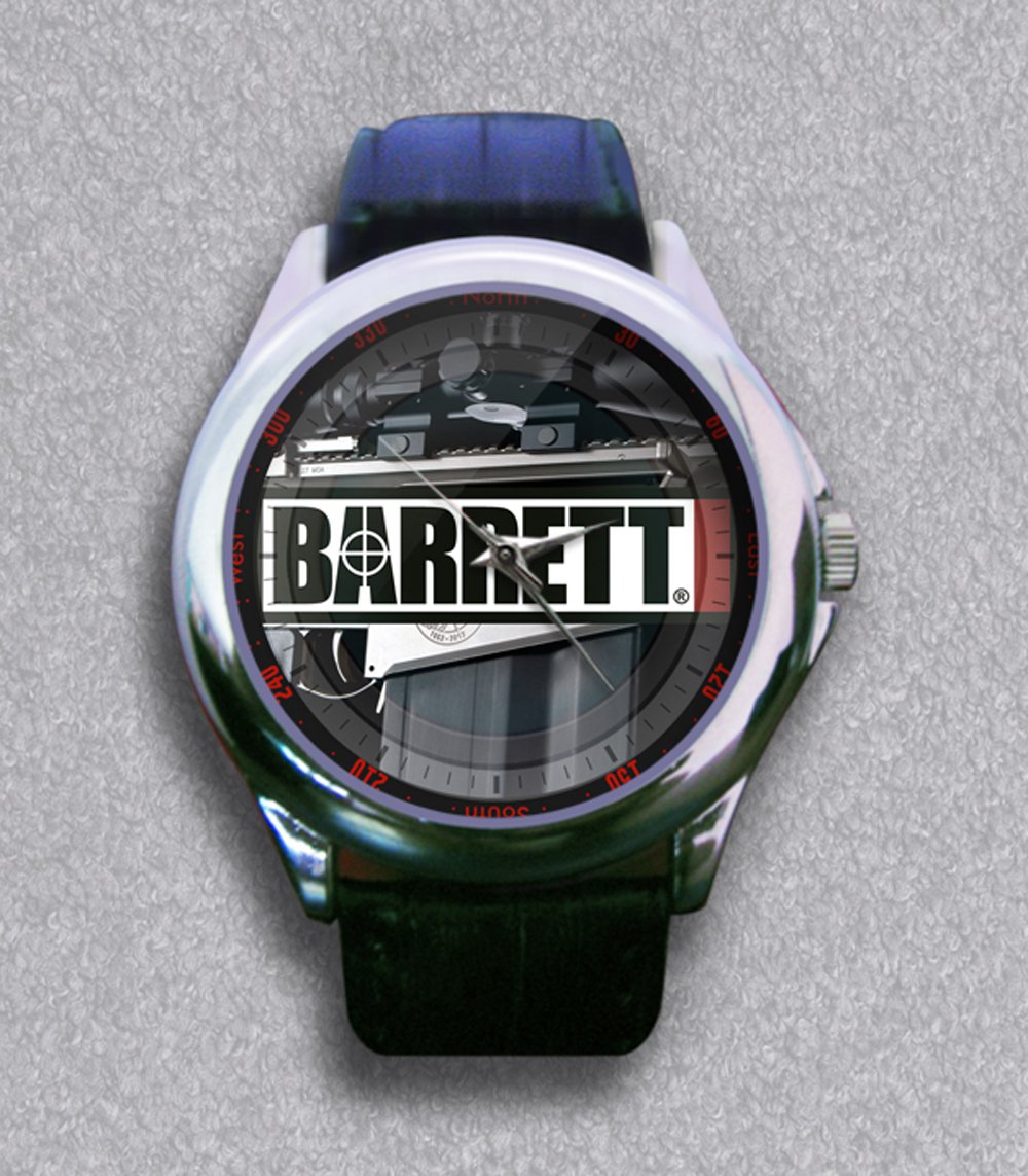 New Barrett Firearms Logo Leather Wrist Watch