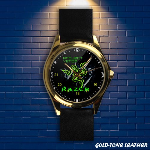 Brand New Razer Venom Gaming Gear Logo Custom Gold-tone Leather Watch ...