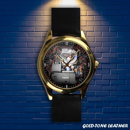 Brand New Mazda RX7 Turbo EngineCustom Gold-tone Leather Watch by ...