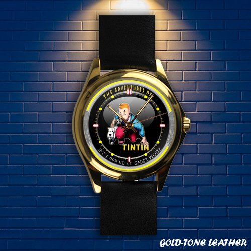 Brand New The Adventure Of TinTin Comic Custom Gold-tone Leather Watch ...
