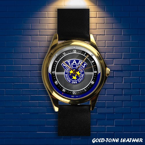 Brand New Resident Evil Police Logo Custom Gold-tone Leather Watch by ...