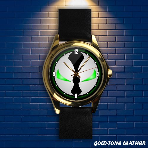 Brand New Spawn Logo Movie Custom Gold-tone Leather Watch by Awalwatchshop