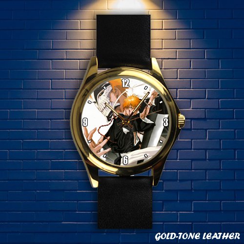 Brand New Bleach Ichigo Kurosaki Anime 3 Custom Gold-tone Leather Watch ...