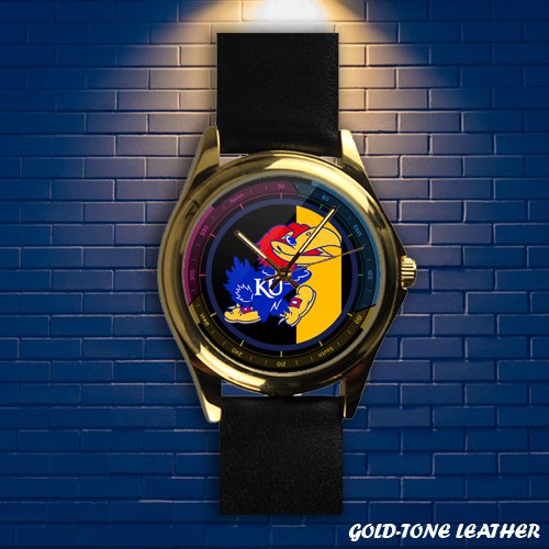 Brand New University Of Kansas Ku Jayhawk Custom Gold-tone Leather ...