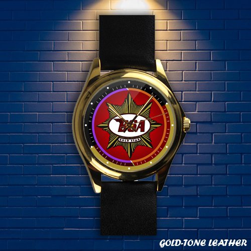 Brand New Bsa Motorcycle Logo Custom Gold-tone Leather Watch by ...