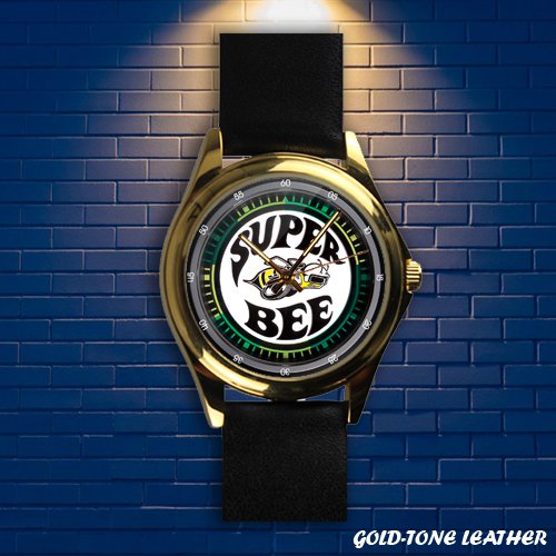 Brand New Dodge Super Bee Logo Custom Gold-tone Leather Watch by ...