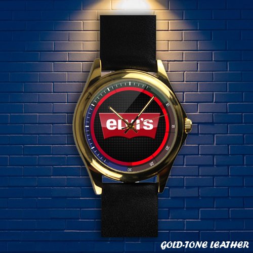 Brand New Elvis Logo Custom Gold-tone Leather Watch by Awalwatchshop