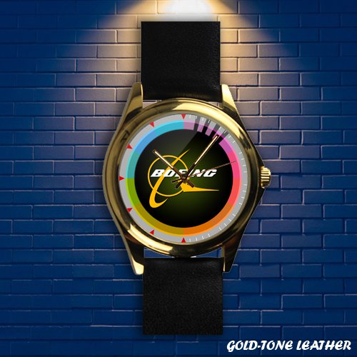 Brand New Boeing Sport Custom Gold-tone Leather Watch by Awalwatchshop
