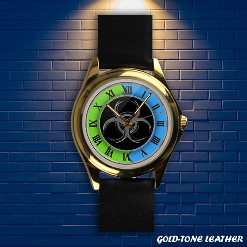 Brand New BioHazard Toxic Symbol Custom Gold-tone Leather Watch by ...