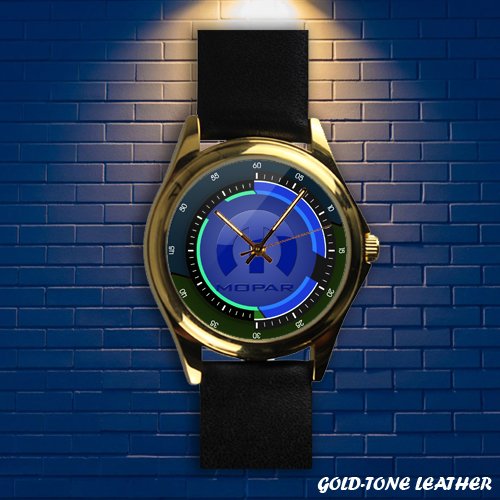Brand New Mopar Concrete Wallwater Logo Custom Gold-tone Leather Watch ...