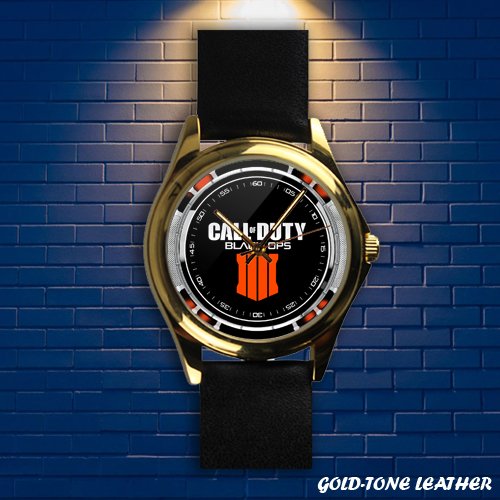 Brand New Call Of Duty Black Ops 4 Logo Custom Gold-tone Leather Watch ...