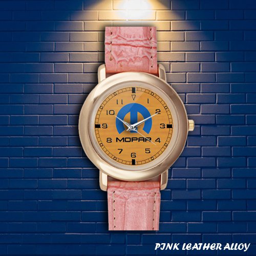 Brand New Mopar Motor Logo Custom Gold-tone Pink Leather Watch by ...