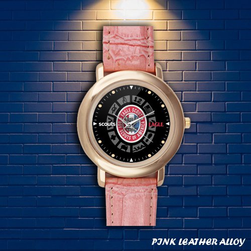 Brand New Bsa Eagle Scout Logo On Symbol Custom Gold-tone Pink Leather ...