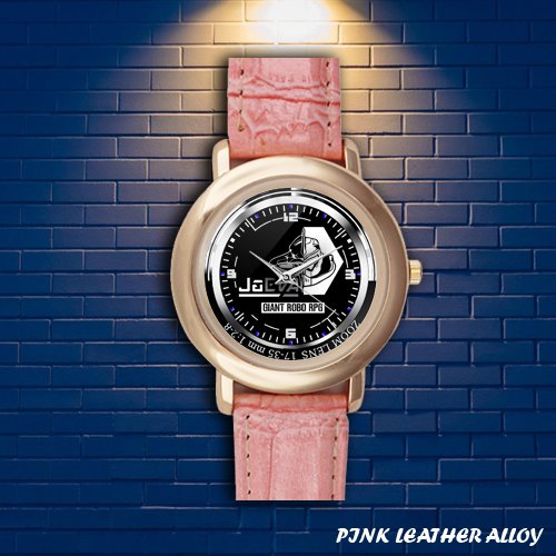 Brand New Jaeva Giant Robo RPG Logo Custom Gold-tone Pink Leather Watch ...