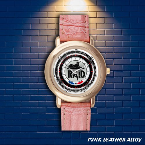 Brand New Raid Police National Logo Custom Gold-tone Pink Leather Watch ...