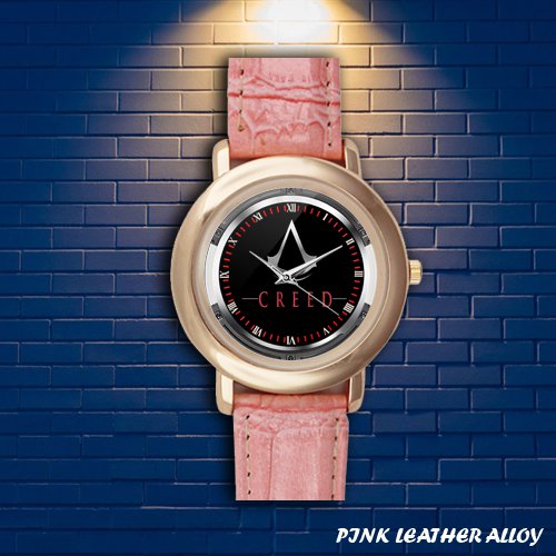 Brand New Creed Movie Logo Custom Gold-tone Pink Leather Watch by ...