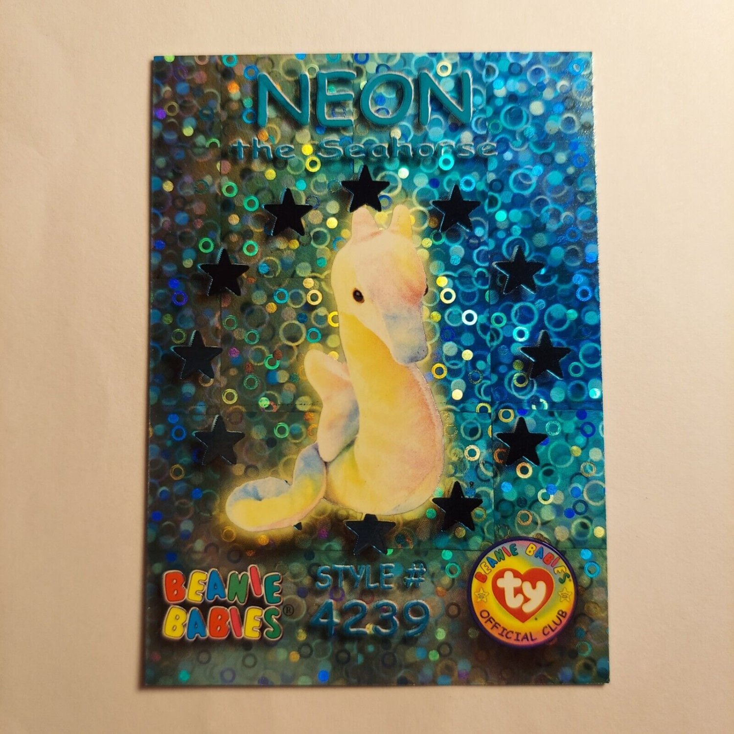Ty Beanie Babies Neon the Seahorse Holo Single Trading Card 1999 #57