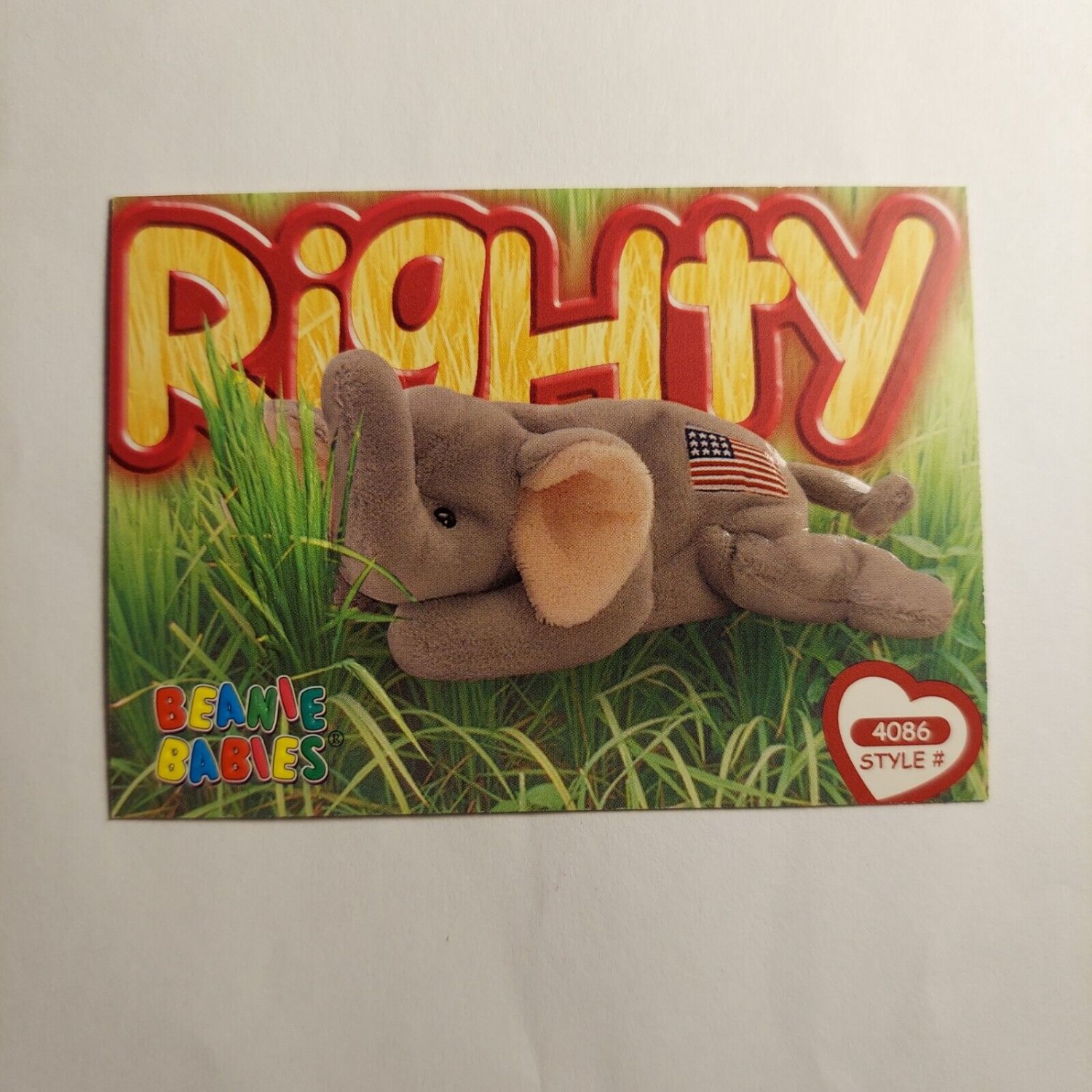 Ty Beanie Babies Righty the Elephant Trading Card 2nd Edition Series 4 1999
