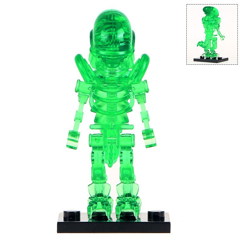 Minifigure Crystal Green Skeleton Skull Alien Compatible Lego Building ...