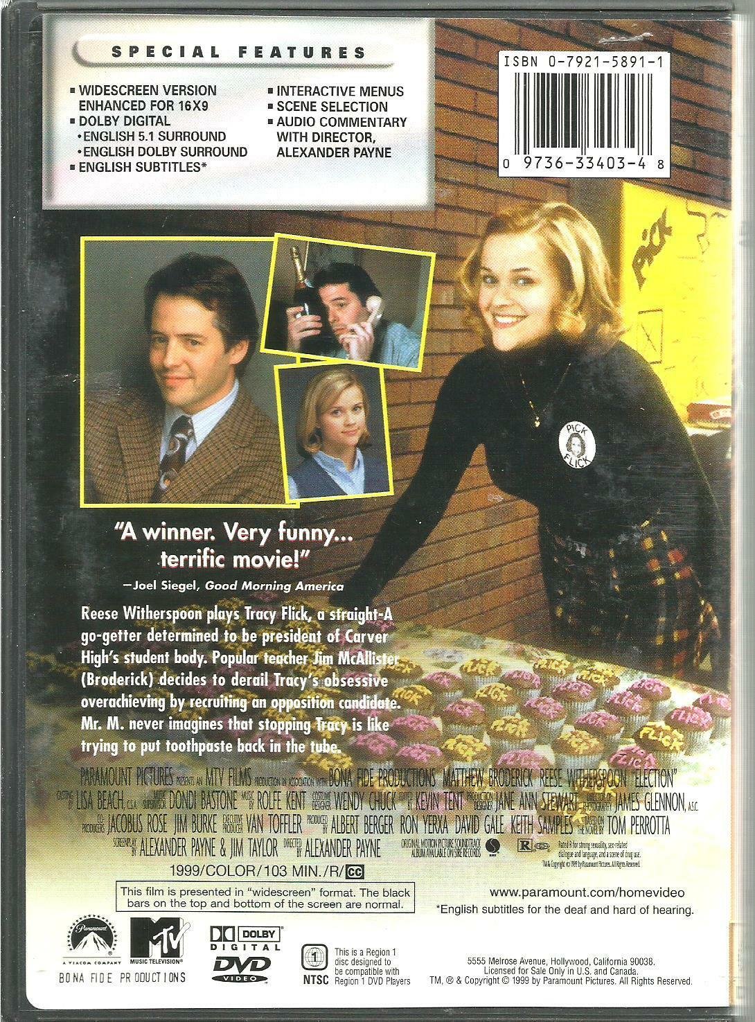 REESE WITHERSPOON ~ MATHEW BRODERICK * Election *(DVD 1999, Special ...