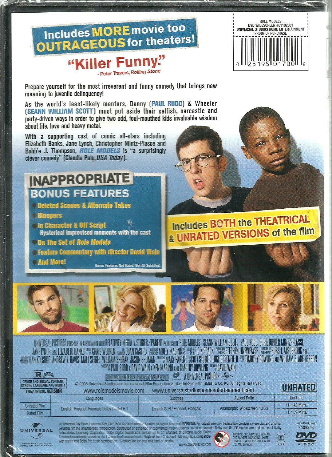 SEANN WILLIAM SCOTT~PAUL RUDD * Role Models * (DVD, 2009) WIDESCREEN ...