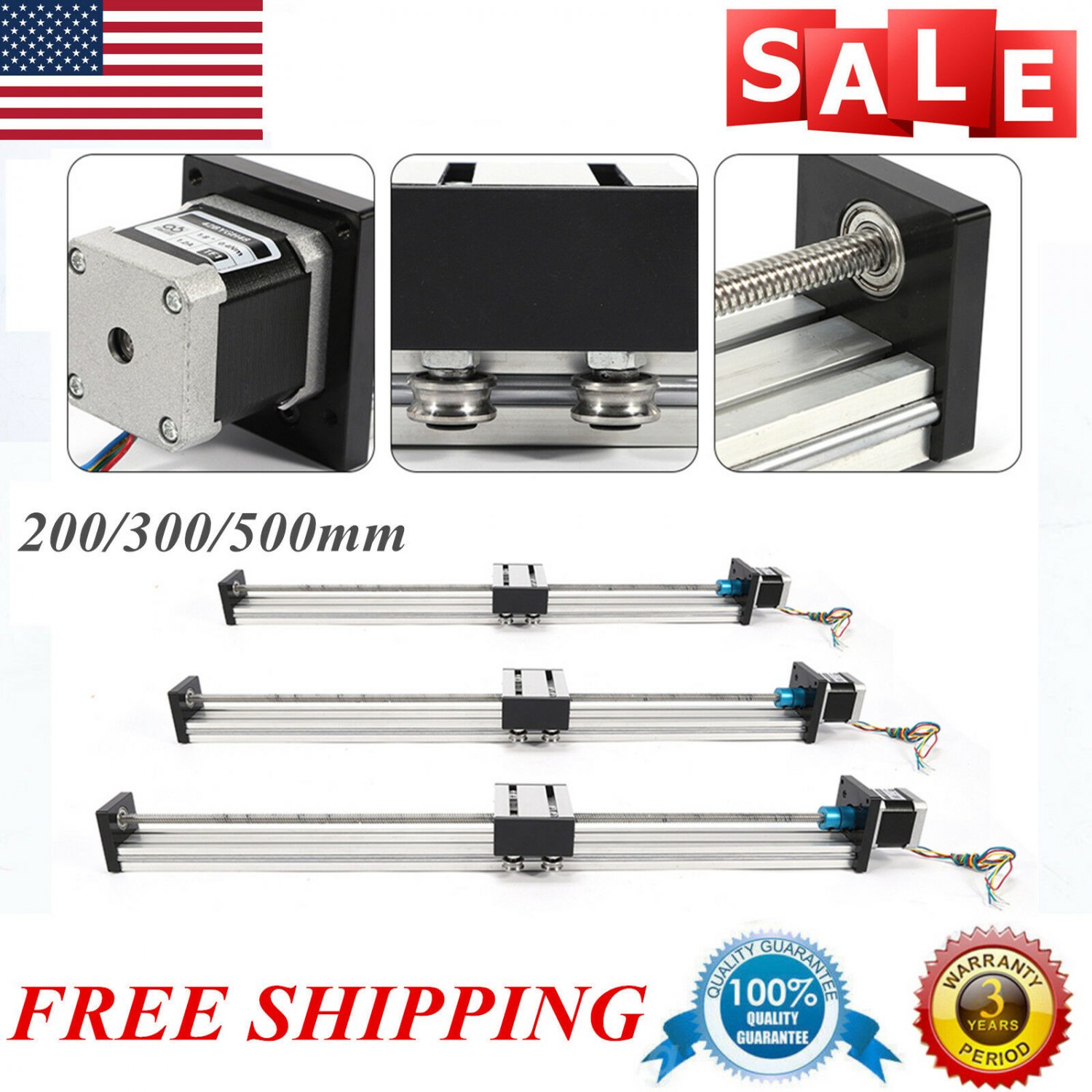 Linear Actuator Sliding Guide Slide Block w/ CNC Stepping Motor 200/300 ...