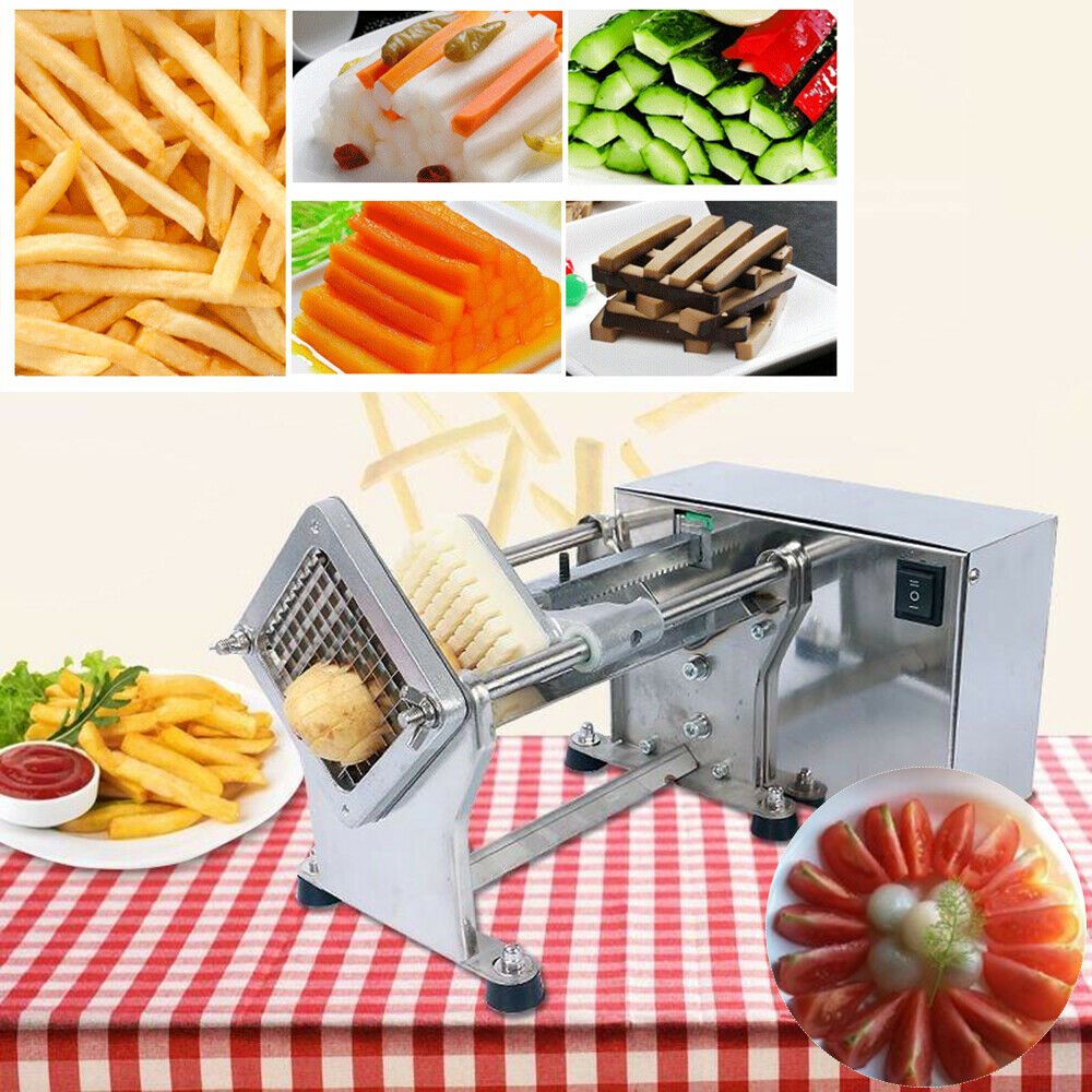 110V Electric French Fries Chip Cutter Potato Chips Slicer + 6mm 9mm ...