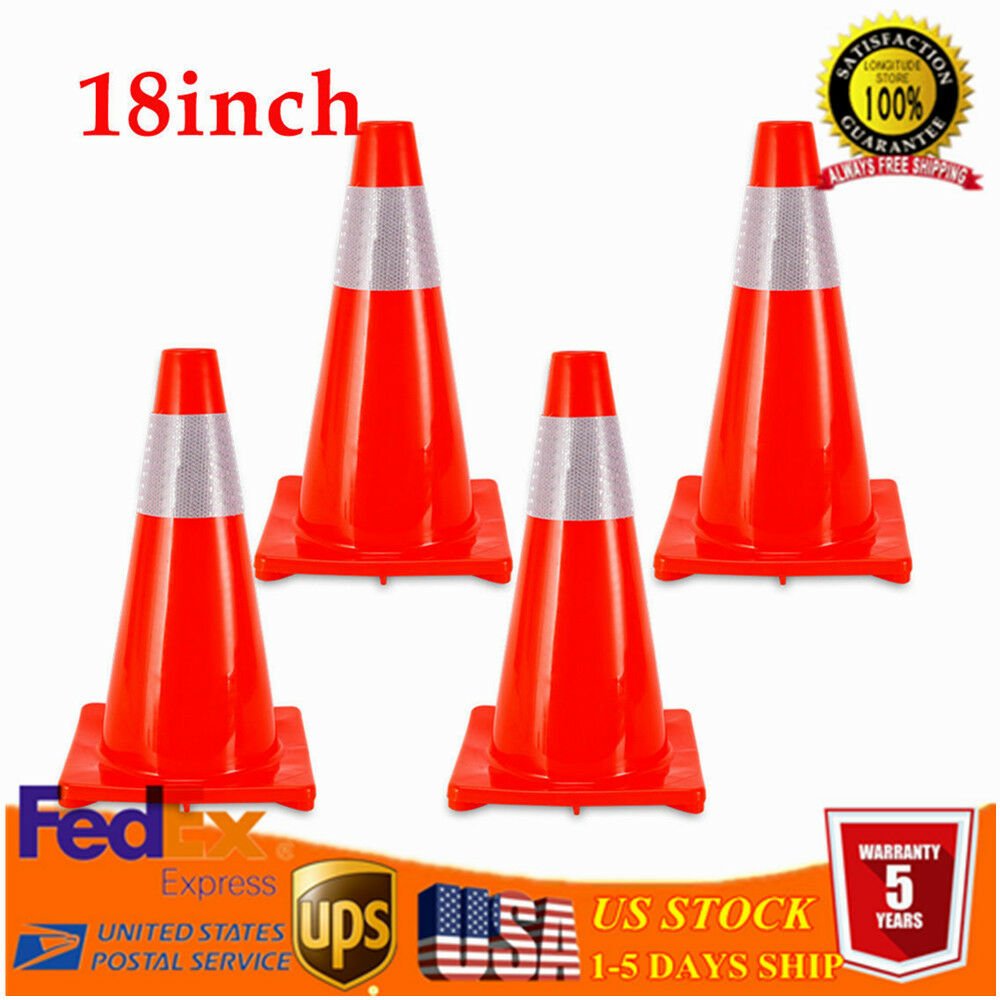 18" Reflective Red Wide Body Safety Cones Construction Sports Traffic Cones