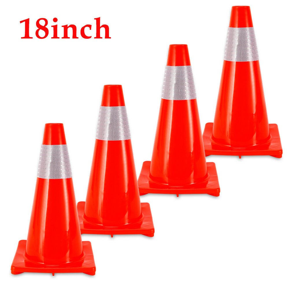 18" Reflective Red Wide Body Safety Cones Construction Sports Traffic Cones