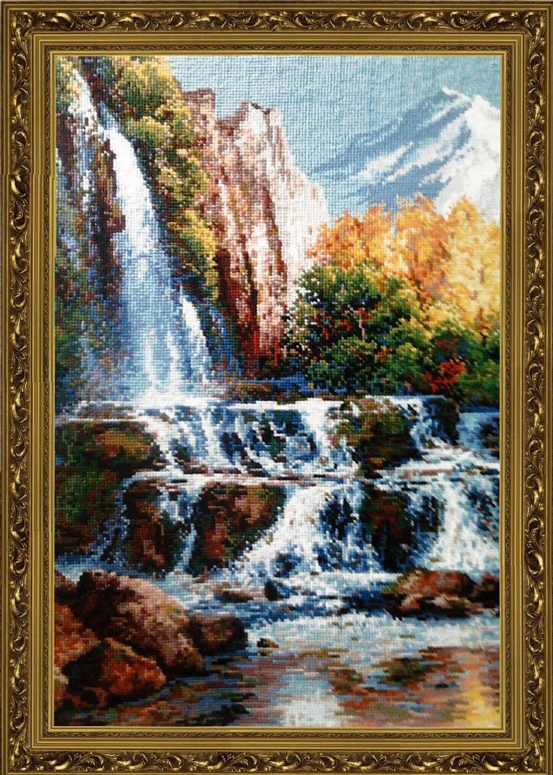 Cross stitch pattern PDF waterfall, landscape xstitch