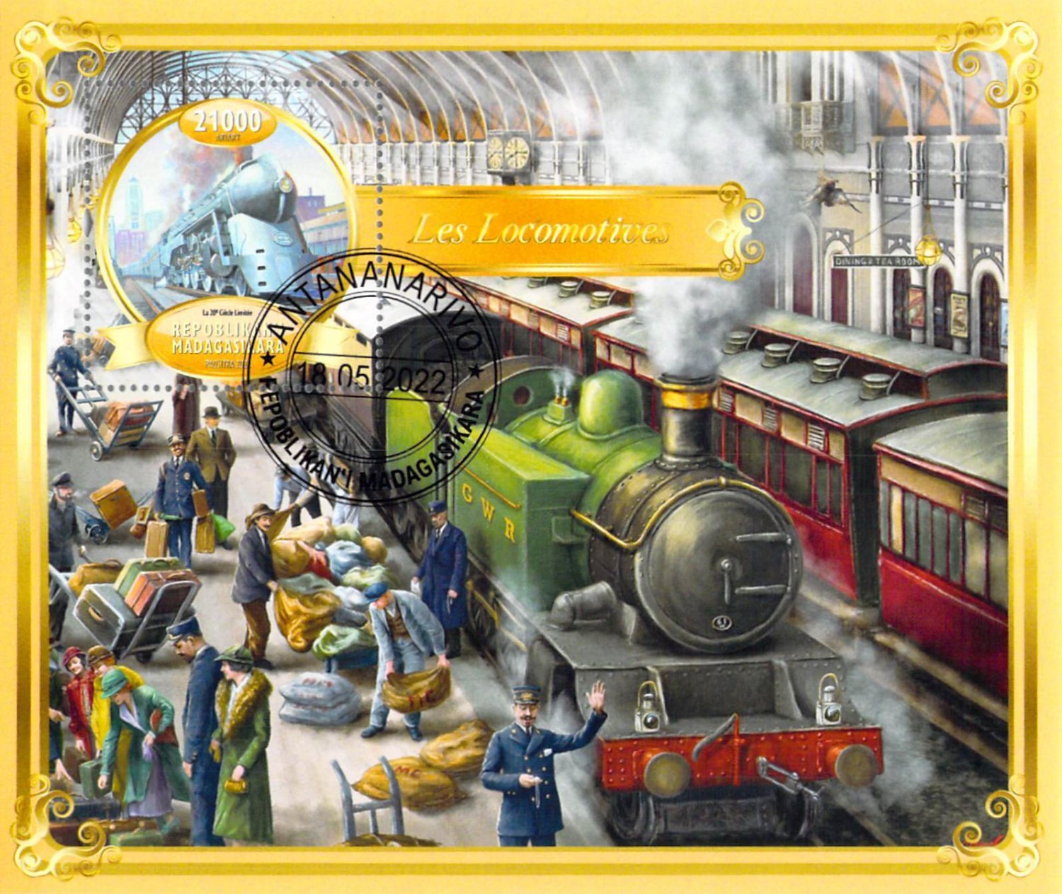 Madagascar 2022 Sheet Steam Locomotive train engine 1 value (TS0078)