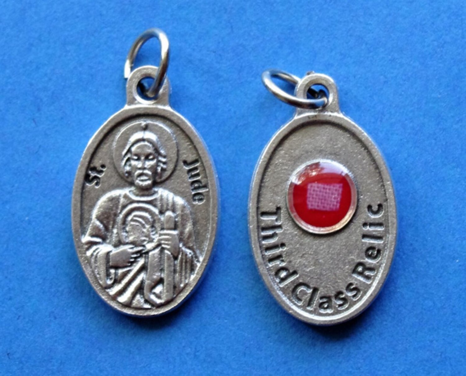 St Jude Relic Medal 1 Inch Silver Tone 3rd Class Relic Catholic Pendant