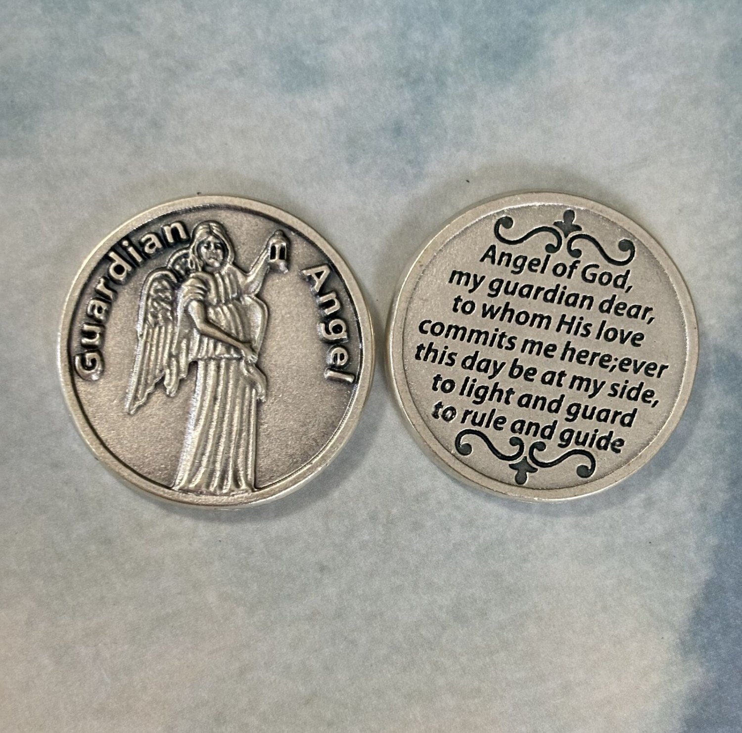 Guardian Angel Prayer Coin Italian Pocket Token Guide Me