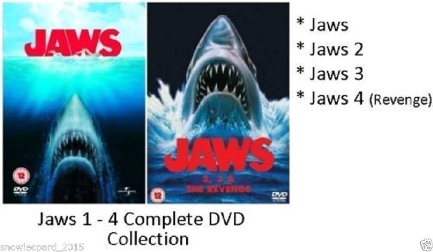 JAWS QUADRILOGY PART 1 2 3 4 DVD Complete Movie Collection All Films New UK
