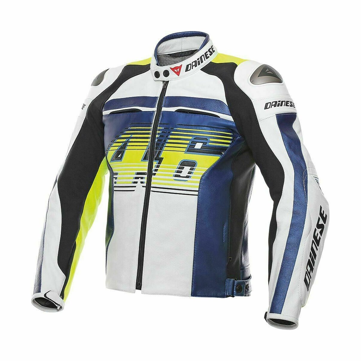 Valentino Rossi VR46 MotoGP Biker Motorcycle Racing Leather Jacket