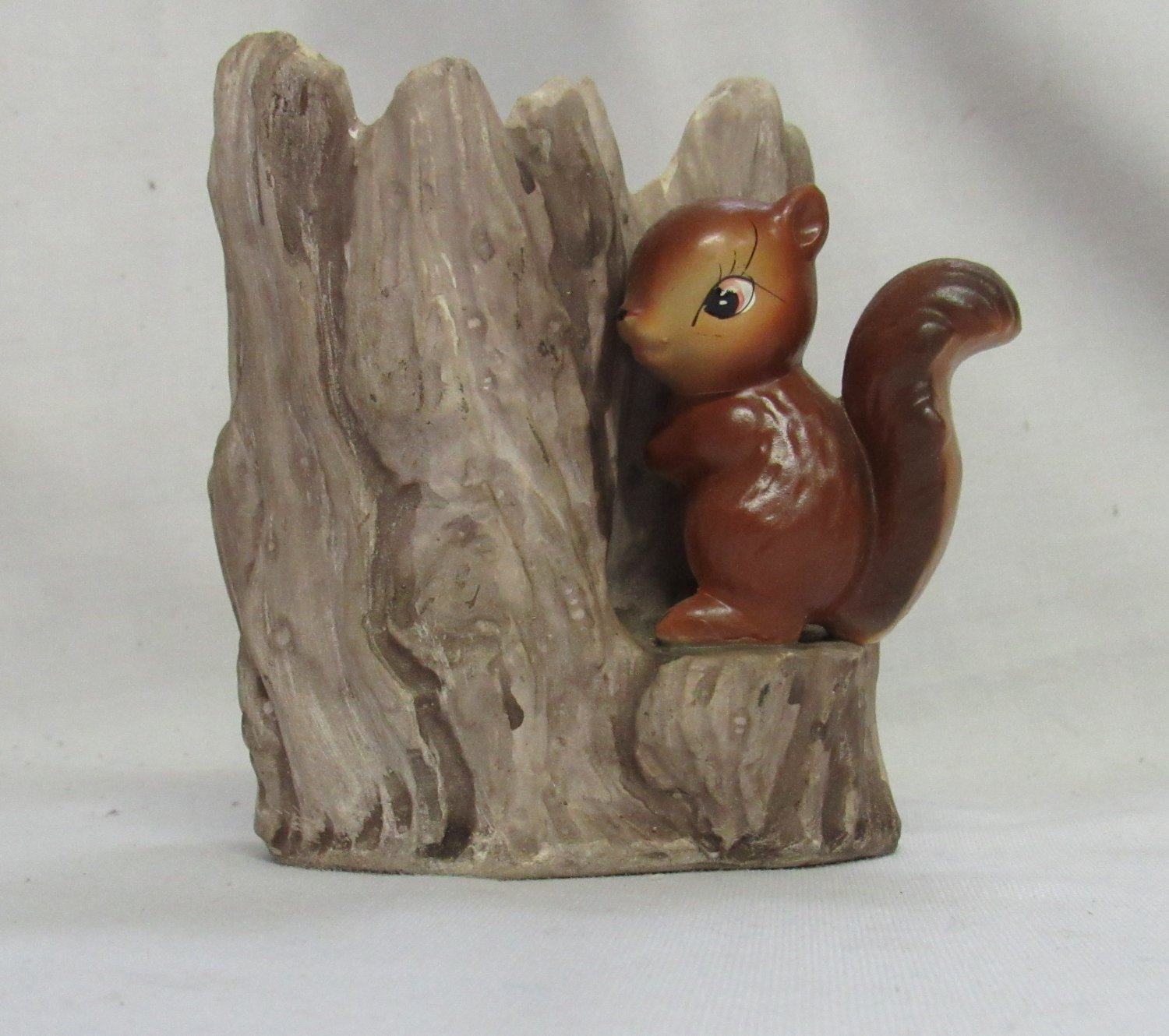 Vintage Squirrel and Stump Planter
