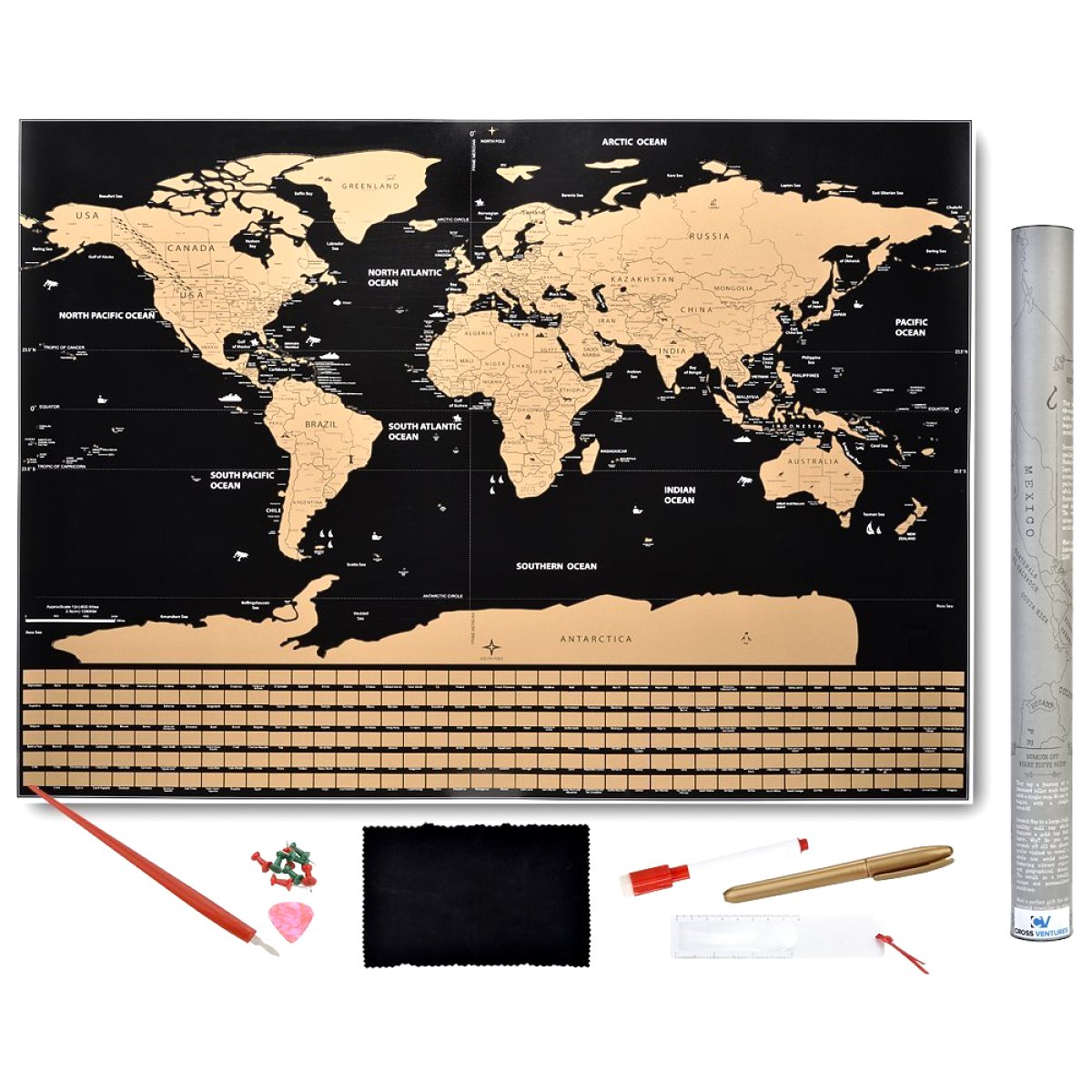 Wall Poster Art World Map United States Scratch Off Countries Country ...