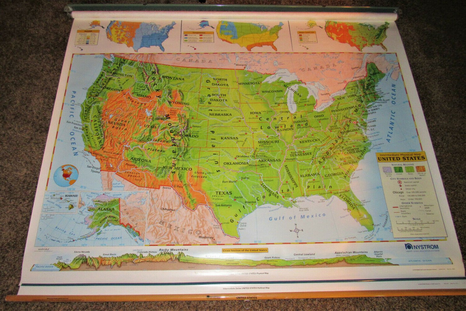 Map United States Pull Down Political & Physical Maps Nystrom ...
