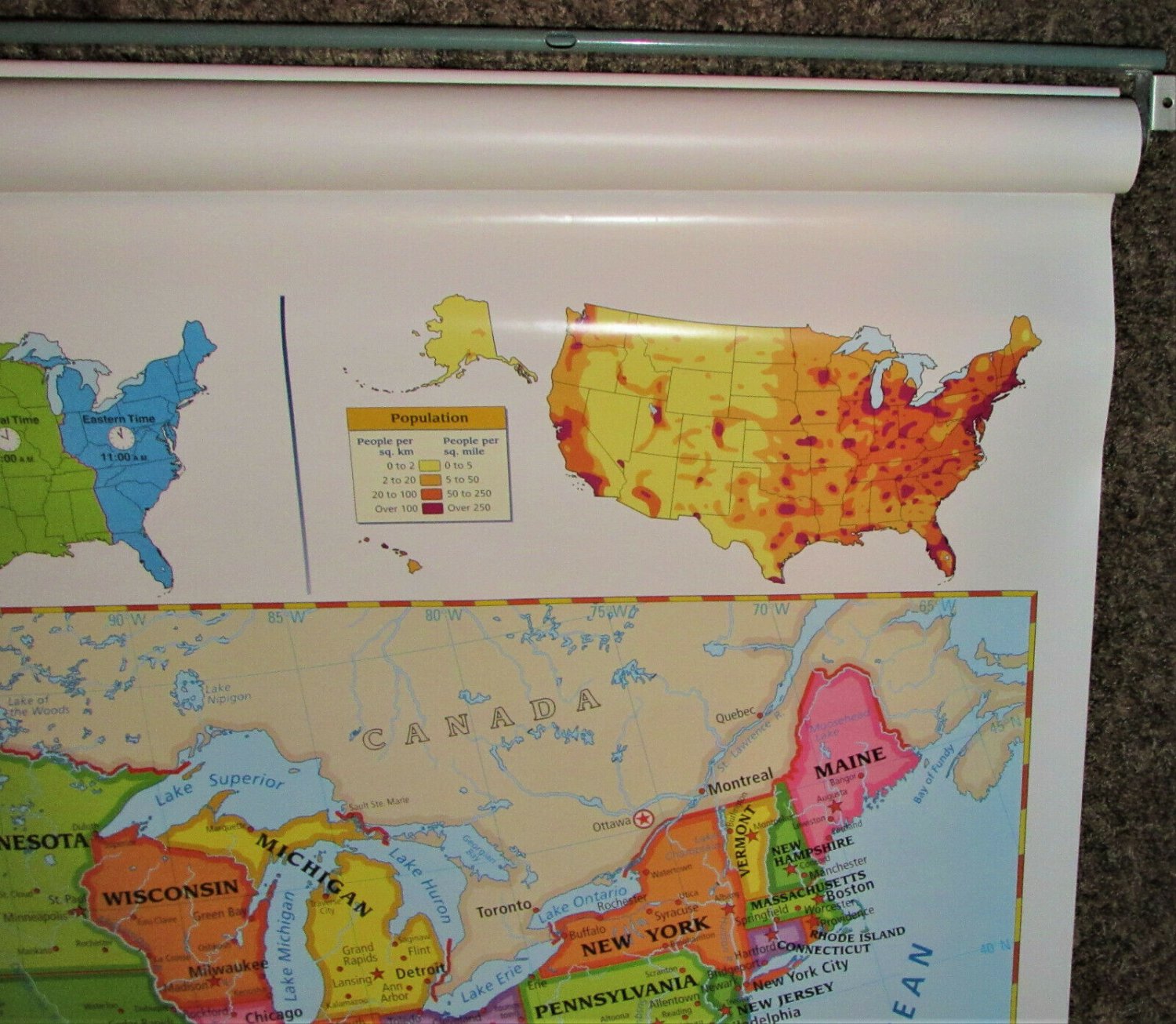 Map United States Pull Down Political & Physical Maps Nystrom ...