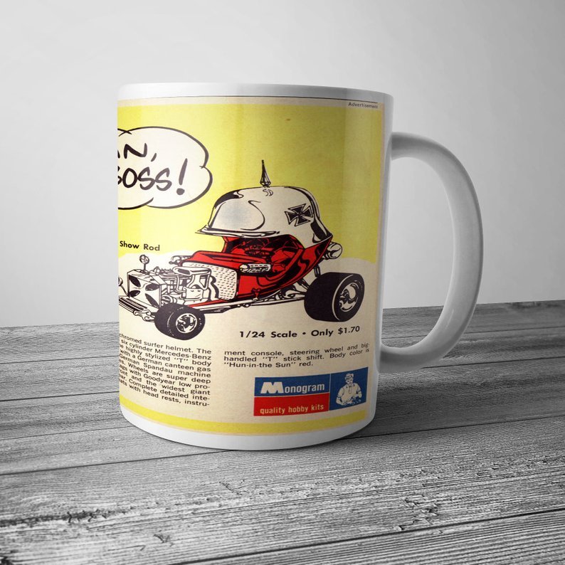 Red Baron Hobby Kit Comic Ad Coffee Mug "Man, It's Boss!" Newspaper