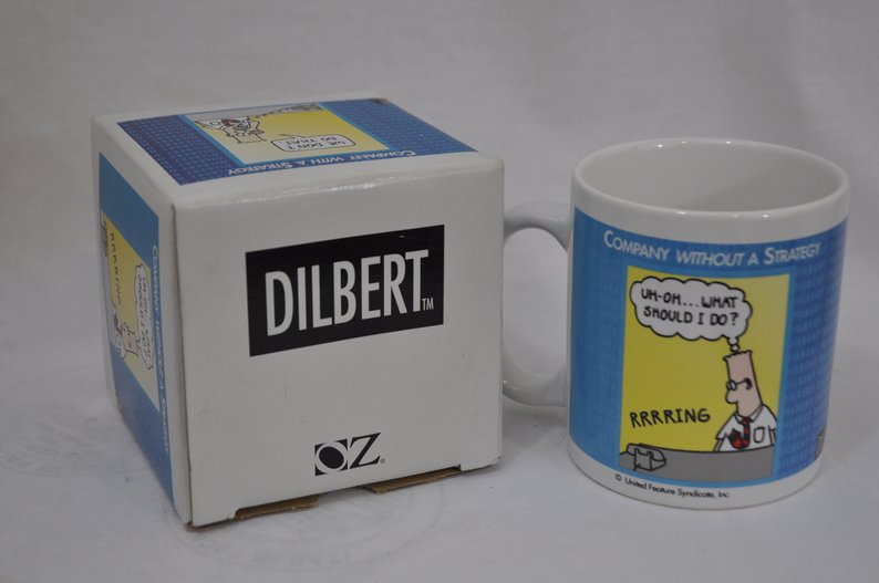 Vintage Retro Deadstock Dilbert Coffee Mug Comic Strip Scott Adams Com