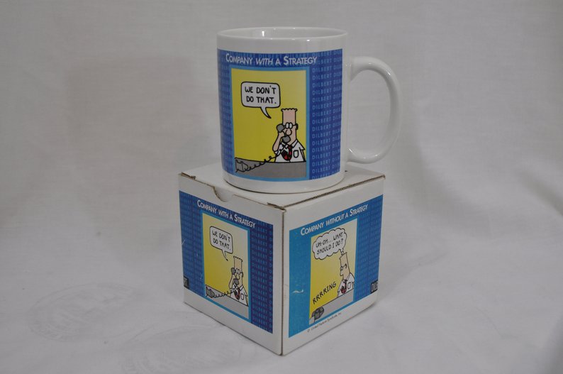 Vintage Retro Deadstock Dilbert Coffee Mug Comic Strip Scott Adams Com
