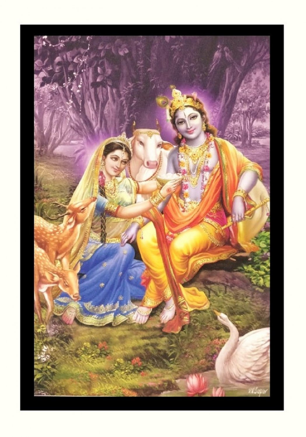 Beautiful Radha Krishna Wall Sticker Poster Without Frame (20 X 28 Inches)
