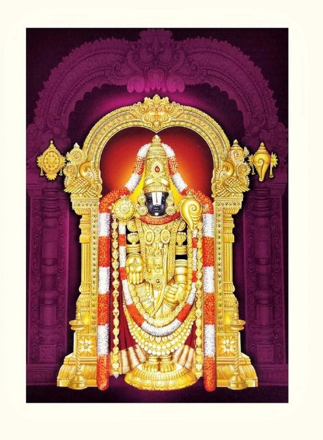 Tirupati Balaji Sparkle Print Wall Sticker Poster Without Frame (20 X ...